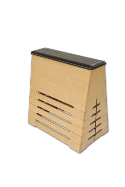 TRAPEZOIDAL WOODEN VAULTING BOX WITH NATURAL LEATHER COVERED SURFACE ...